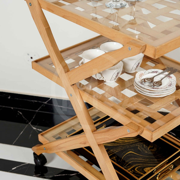 Cubic Designed Wooden Trolley – MK Furniture Factory